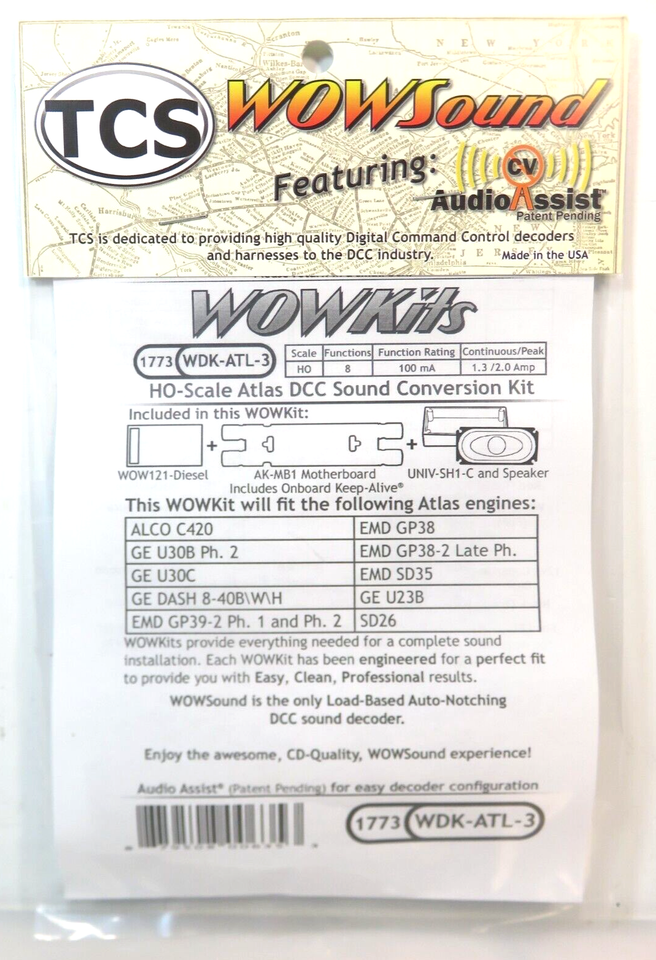 Train Control Systems TCS HO 1773 WDK-ATL-3 Atlas DCC WOWSound Conversion Kit V4 | eBay