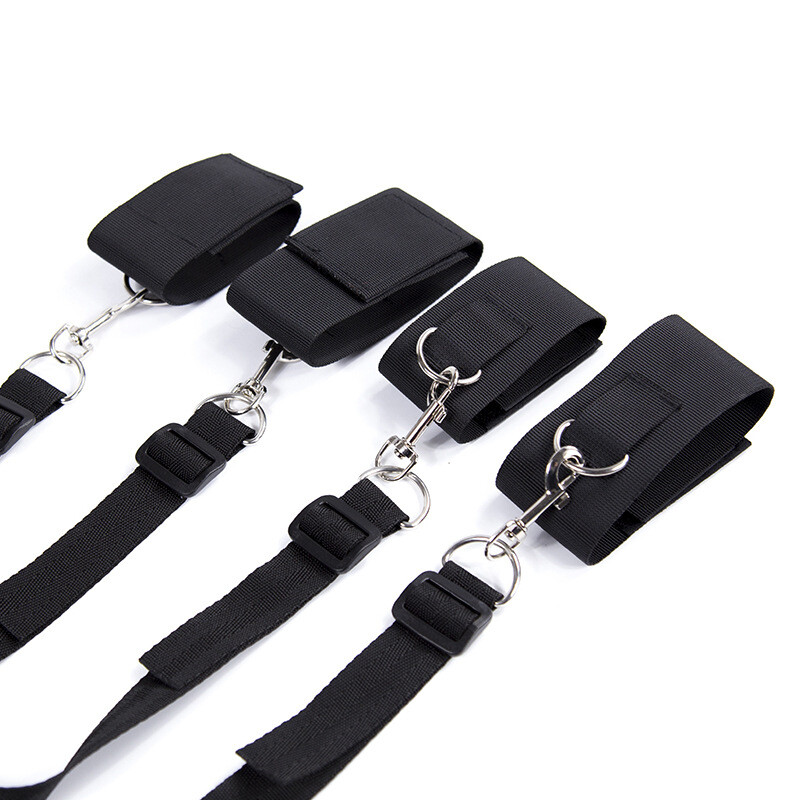 Bed Bondage with Nylon Handcuffs Ankle Cuff Bondage Strap Constraint SM ...