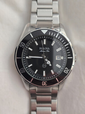 Bulova 98B203 Marine Star Divers Black Dial Stainless Steel Case And ...