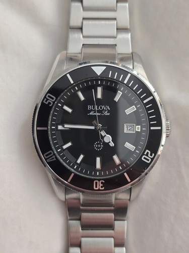 Bulova 98B203 Marine Star Divers Black Dial Stainless Steel Case And ...