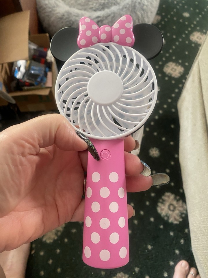 Disney Mickey & Minnie Mouse Hand Held Light Up Fans 3 Speeds USB ...