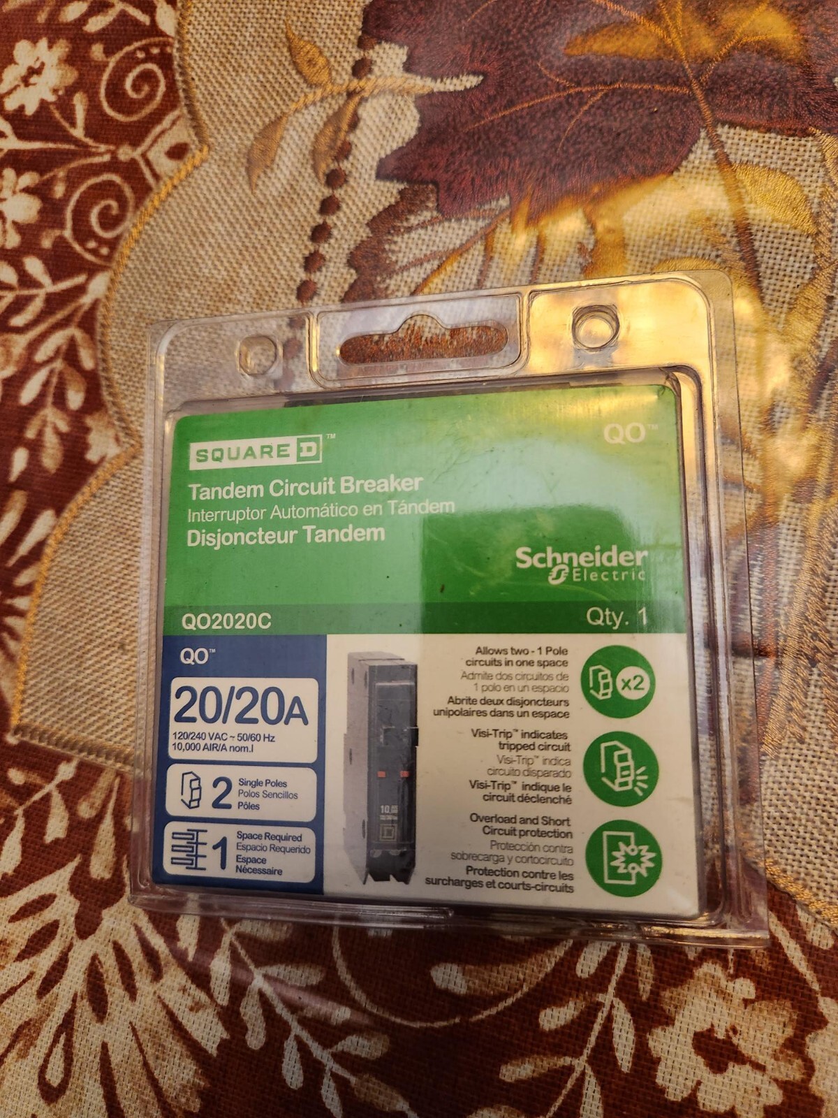 QO, Square D 2-20 Amp Single-Pole Tandem Circuit Breaker (QO2020C) (B2 ...