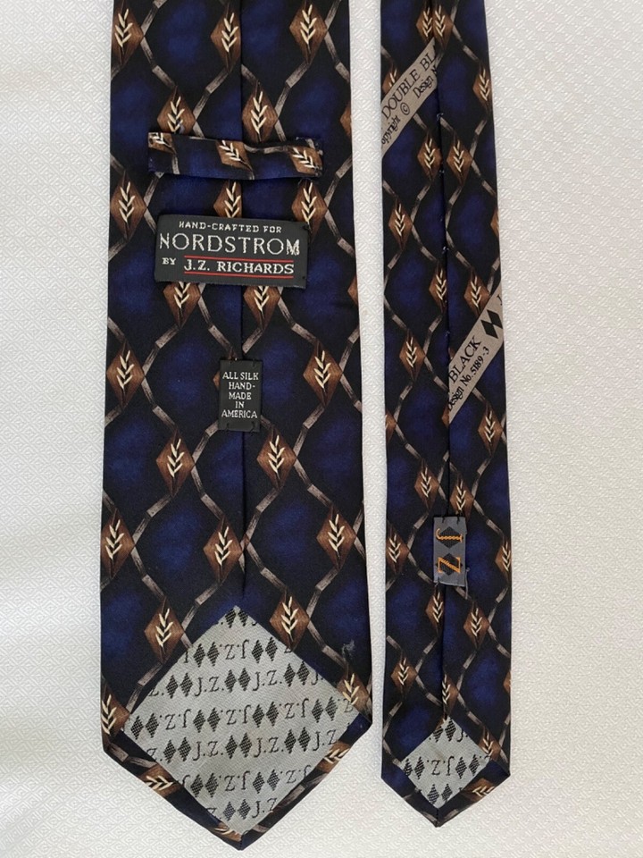 J. Z. Richards Handmade Black Blue White Floral Silk JZ Necktie | eBay