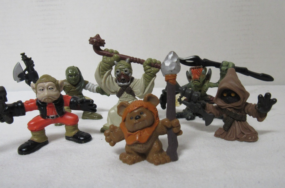 Star Wars Action Figure 2" Lot of 6 aliens, Tuskan, Jawa, Ewok & more ...