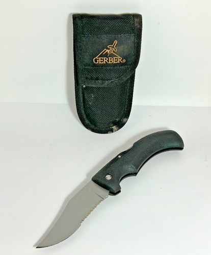 Gerber Gator 650 Serrated Hunting Folding Knife Lockback w/ Sheath | eBay