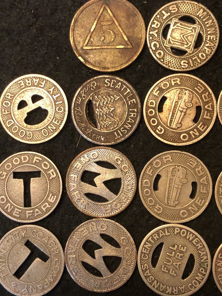 Rare Collectible Set 14 Antique Bus Train Tram & Gambling Tokens | eBay
