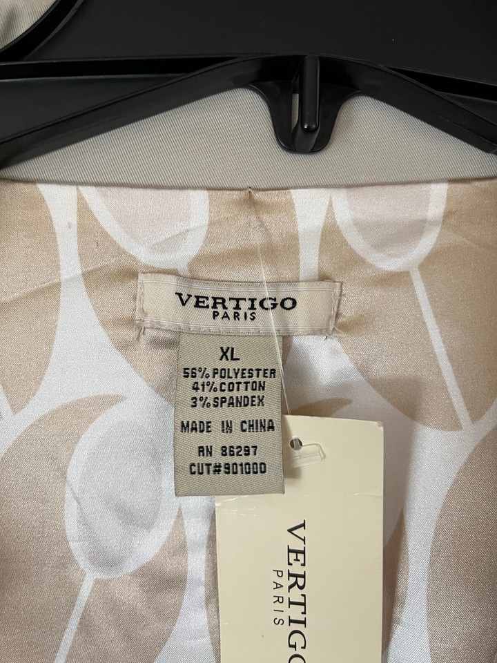 VERTIGO PARIS Ivory Trench Coat Rain Jacket Double-Breasted (no belt ...