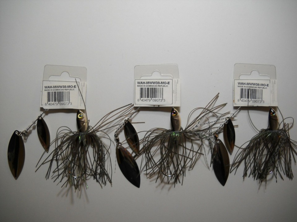 Lot of 3 WAHOO 3/8oz PRO-SELECT BB SWIVEL spinnerbaits in MOUSE color ...