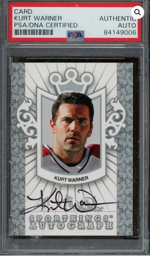 Kurt Warner 2009 Sports Kings Silver Version Autograph Card (PSA ...