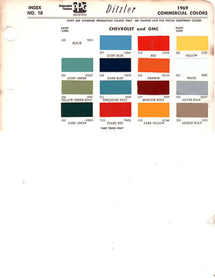 1966 1967 1968 1969 CHEVROLET GMC TRUCKS 66 67 68 69 PAINT CHIPS 69 ...