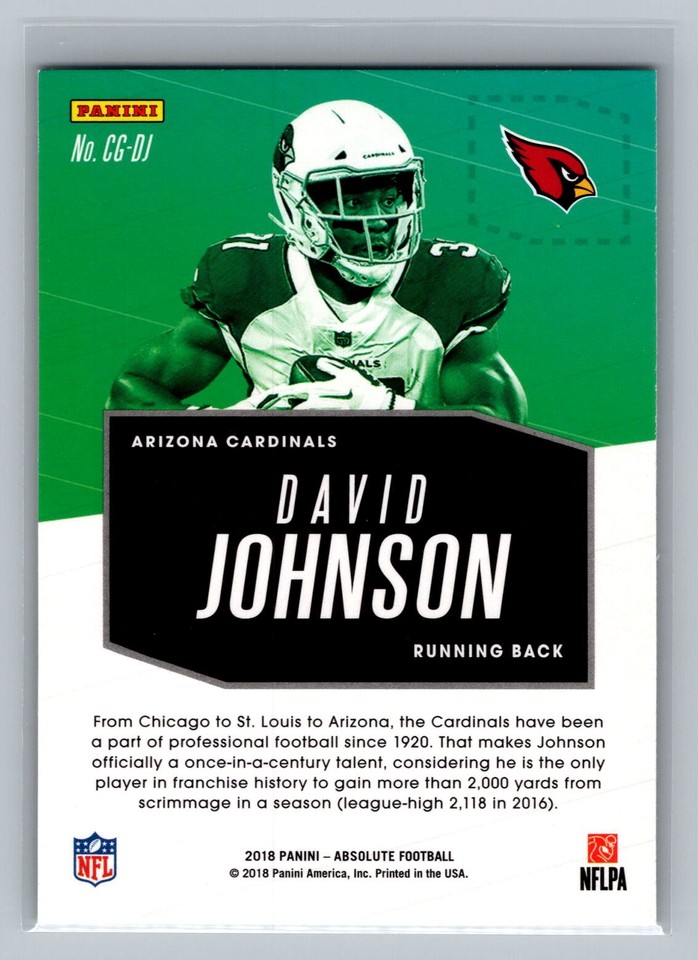 David Johnson 2018 Absolute #CG-DJ Covering Ground Spectrum Gold ...