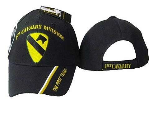 1st CAVALRY DIVISION BLACK EMBROIDERED BASEBALL CAP hat first team vet ...