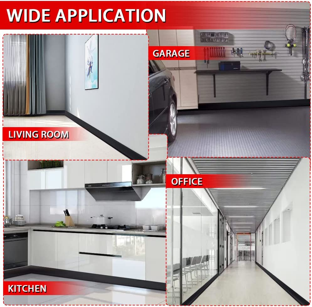 Vinyl Wall Base Baseboard Molding Trim 4" Flexible Self Adhesive Rubber ...