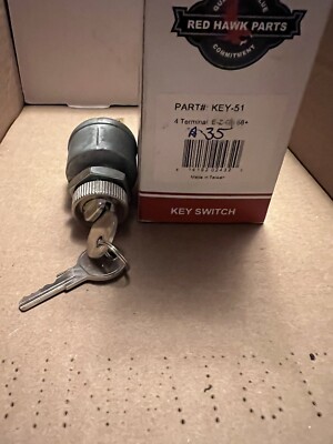 Red Hawk Ignition Key Switch KEY-51 4-Terminal For E-Z-GO Golf Carts ...