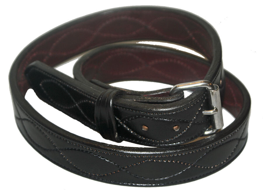 Leather Gun Belt ultimate custom hand made doubled and stitched with ...