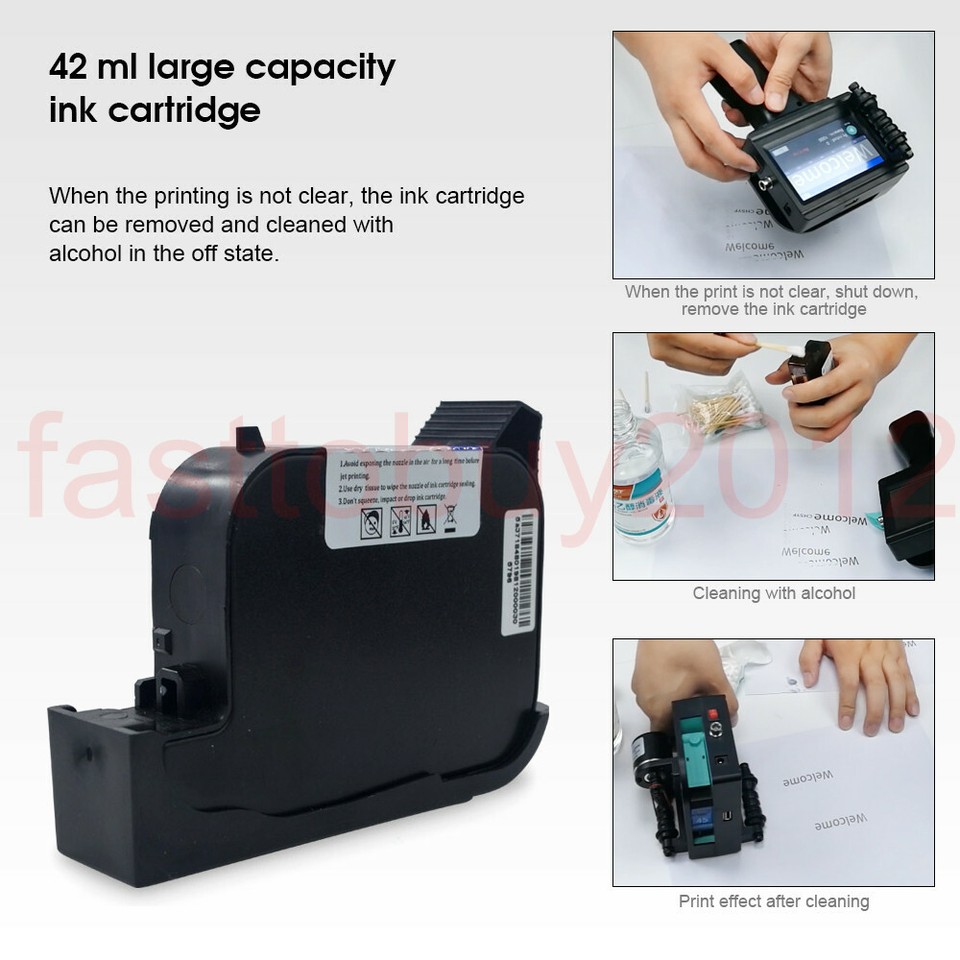 Handheld Inkjet Printer Quick-drying Ink Date Code Logo Label Coding 2 ...