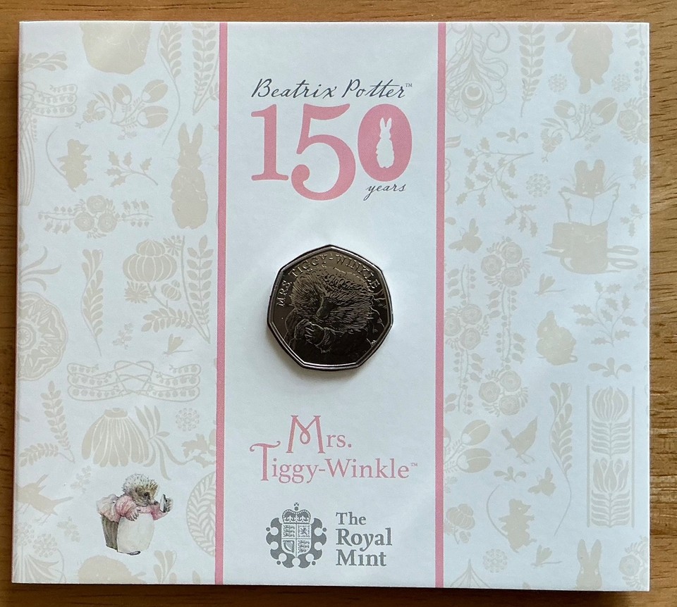 2016 Royal Mint UK Beatrix Potter Mrs Tiggy-Winkle UK 50p Fifty BU Coin ...