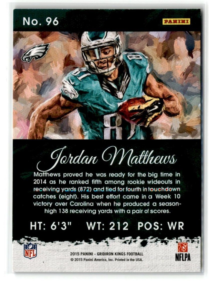 2015 Panini Gridiron Kings Football #96 Jordan Matthews Philadelphia ...