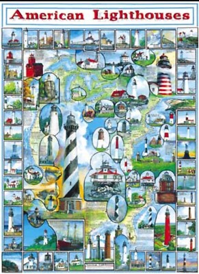 American Lighthouses 1000 Piece Jigsaw Puzzle -Large Box 1997 New ...