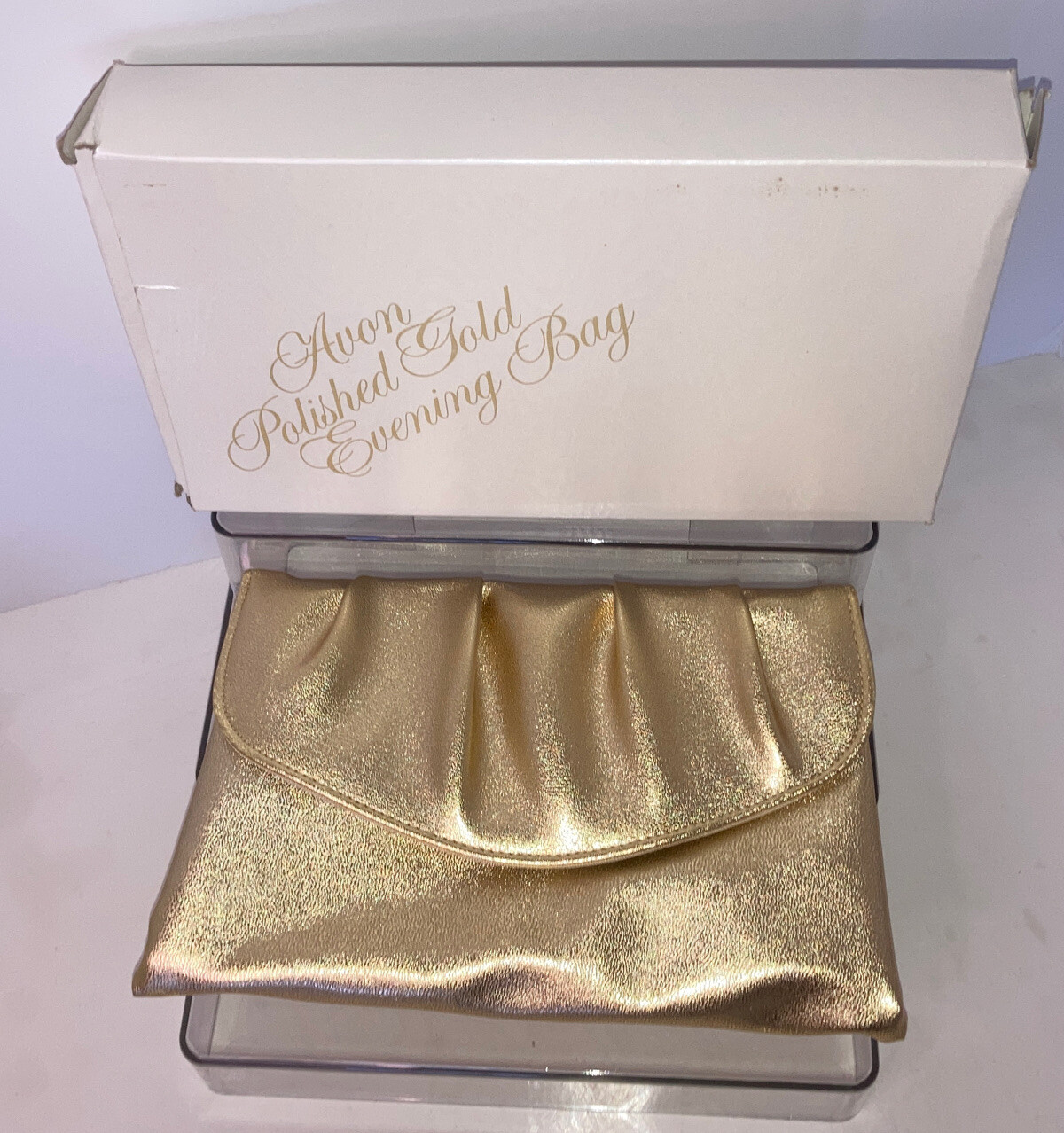 Vintage Avon Polished Gold Clutch Evening Bag With Original Box 9" x 5 ...