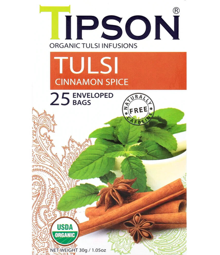 Tipson Tulsi With Cinnamon Flavor Natural Organic Ceylon Spice 25 Tea Bags | eBay