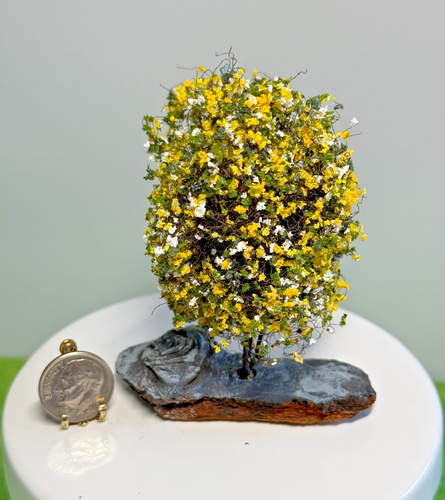 Dollhouse Miniature Artisan Hand Made Bush w/Yellow & White Blooms 1:12 ...