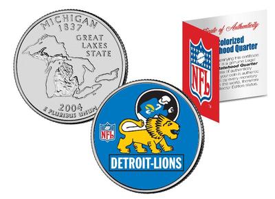 DETROIT LIONS * Licensed * NFL MICHIGAN U.S. State Quarter Coin * RETRO ...