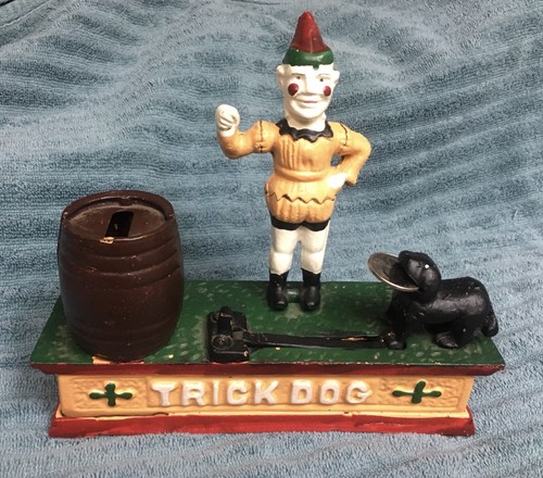 MECHANICAL BANK TRICK DOG CAST IRON | eBay