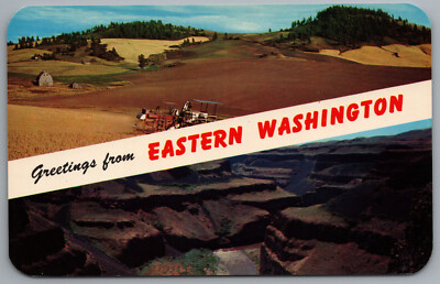 Greetings from Eastern Washington Farming Palouse c1960 Postcard | eBay