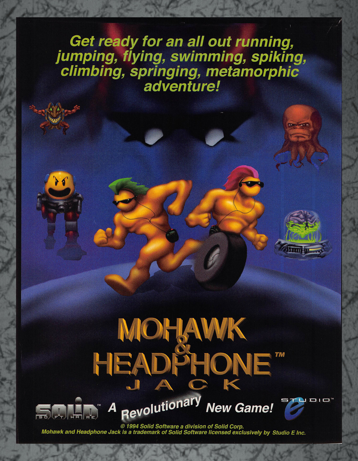 Mohawk & Headphone Jack Super Nintendo SNES Print Ad Vintage Art B 1994 ...