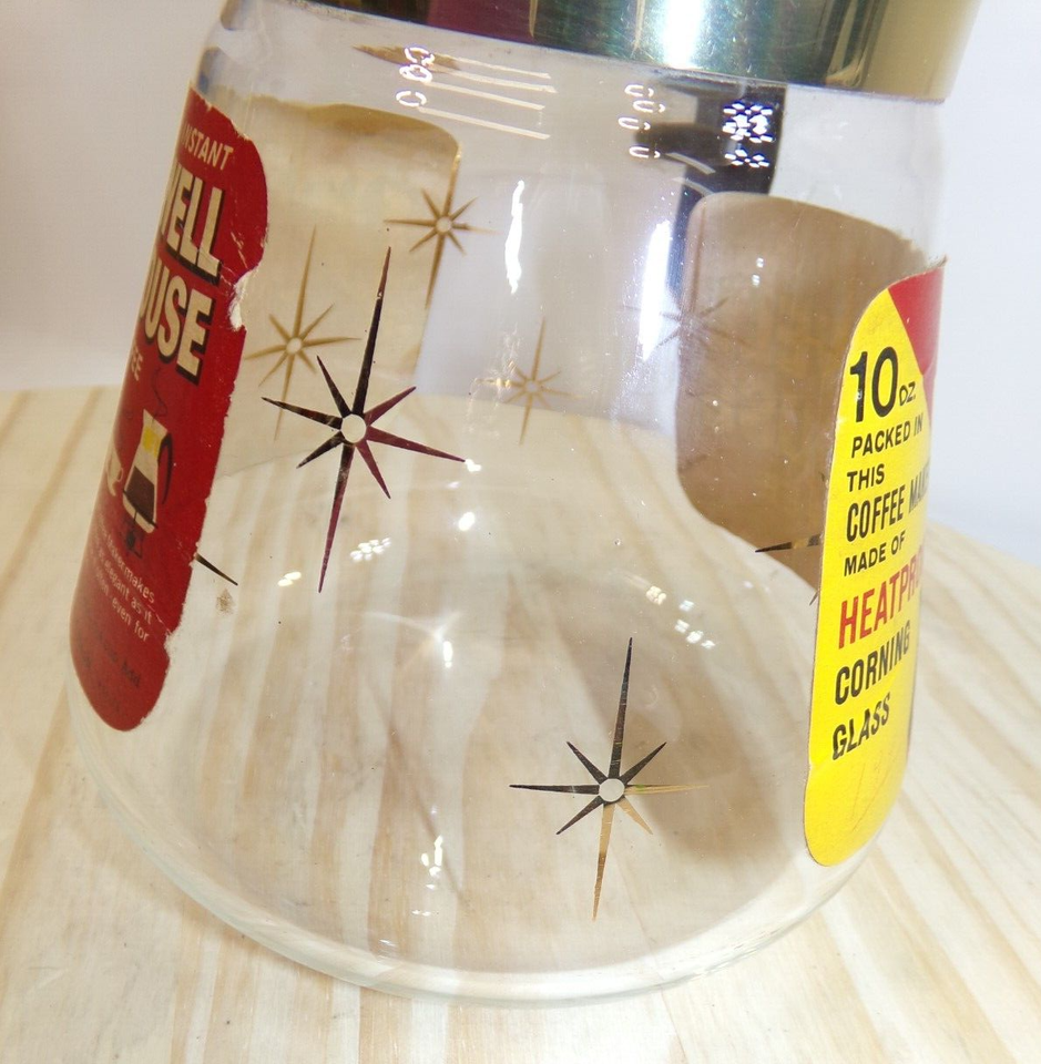 Maxwell House Coffee Maker Corning Glass Carafe Gold Starburst Pattern ...