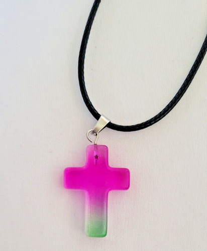 Crystal Pink Green Quartz Stone Chakra Full Moon Healing Cross Pendant ...
