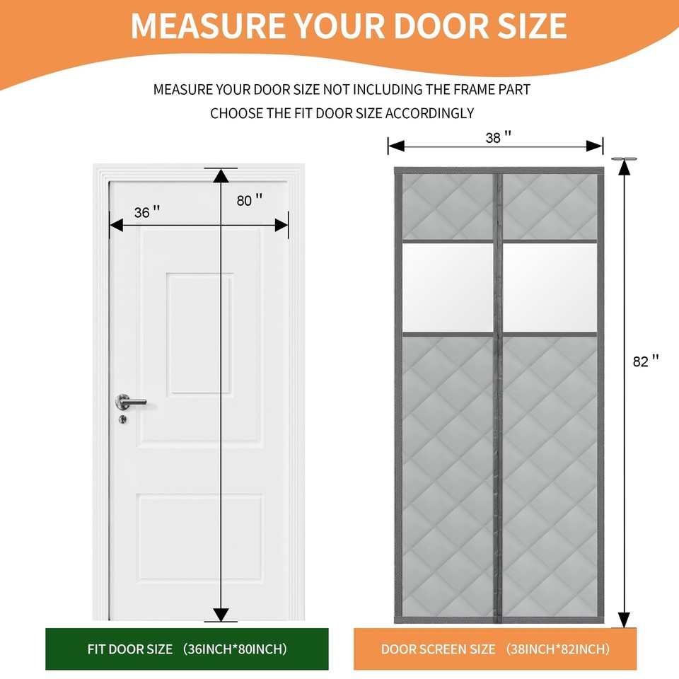 Thermal Insulated Magnetic Door Curtain, Quilted Draft Stopper for ...