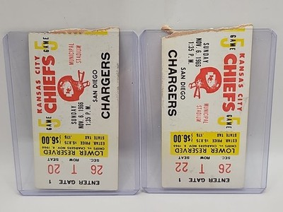 1966 KANSAS CITY CHIEFS vs San Diego Chargers AFL TICKET Municipal ...