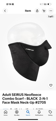 Adult SEIRUS Neofleece Combo Scarf - BLACK 2-N-1 Face Mask Neck-Up ...