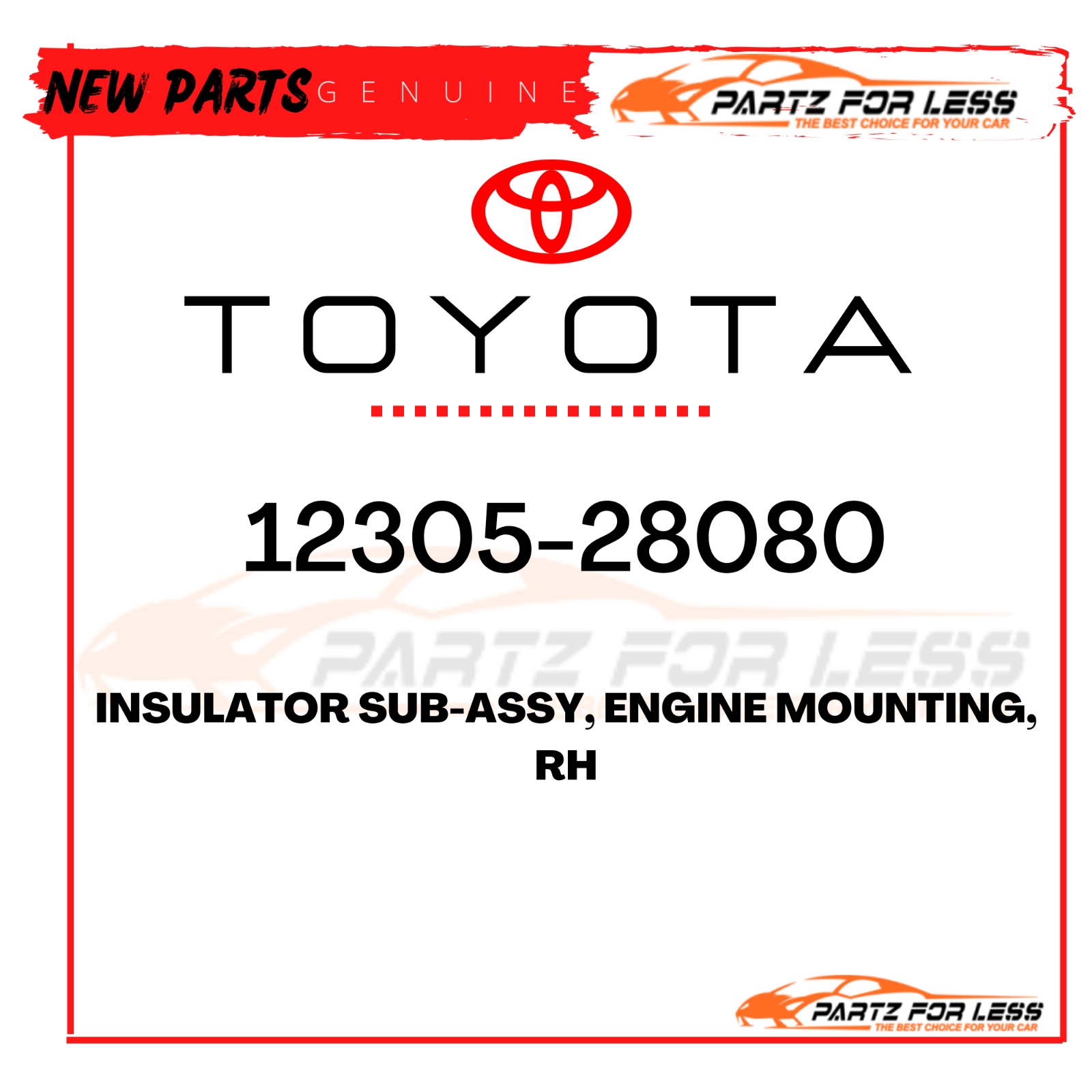 12305-28080 TOYOTA GENUINE INSULATOR SUB-ASSY, ENGINE MOUNTING, RH NEW ...