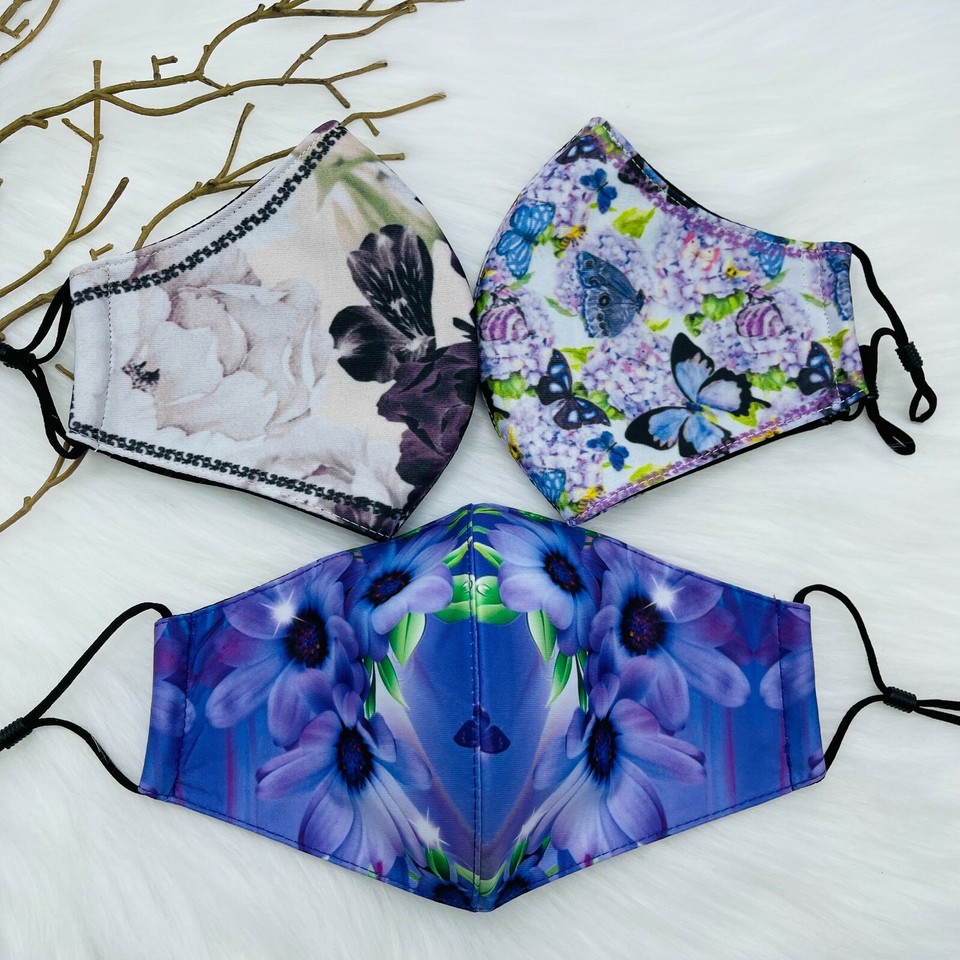 [3 PACK] Face Masks FASHION Polyester/Cotton Triple-Layer Washable - US ...