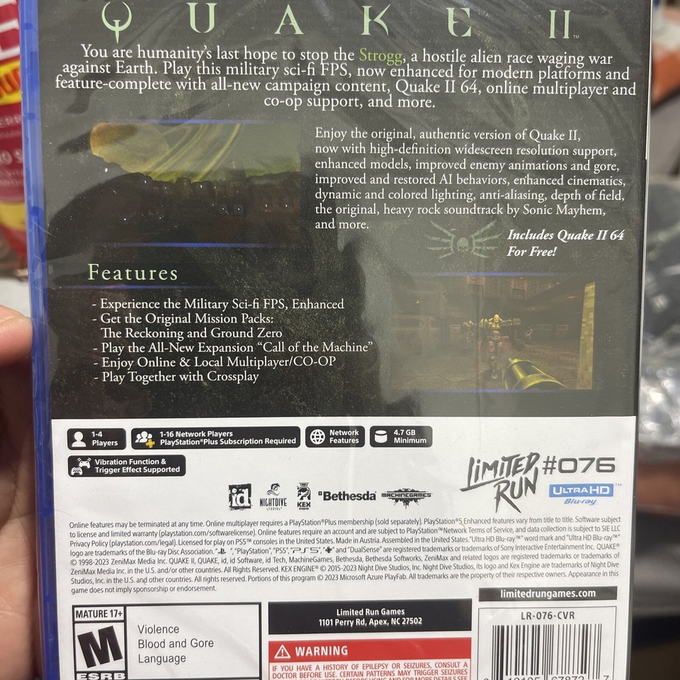 QUAKE II Quake 2 Brand New PS5 Game PlayStation 5 Limited Run #076 LRG ...