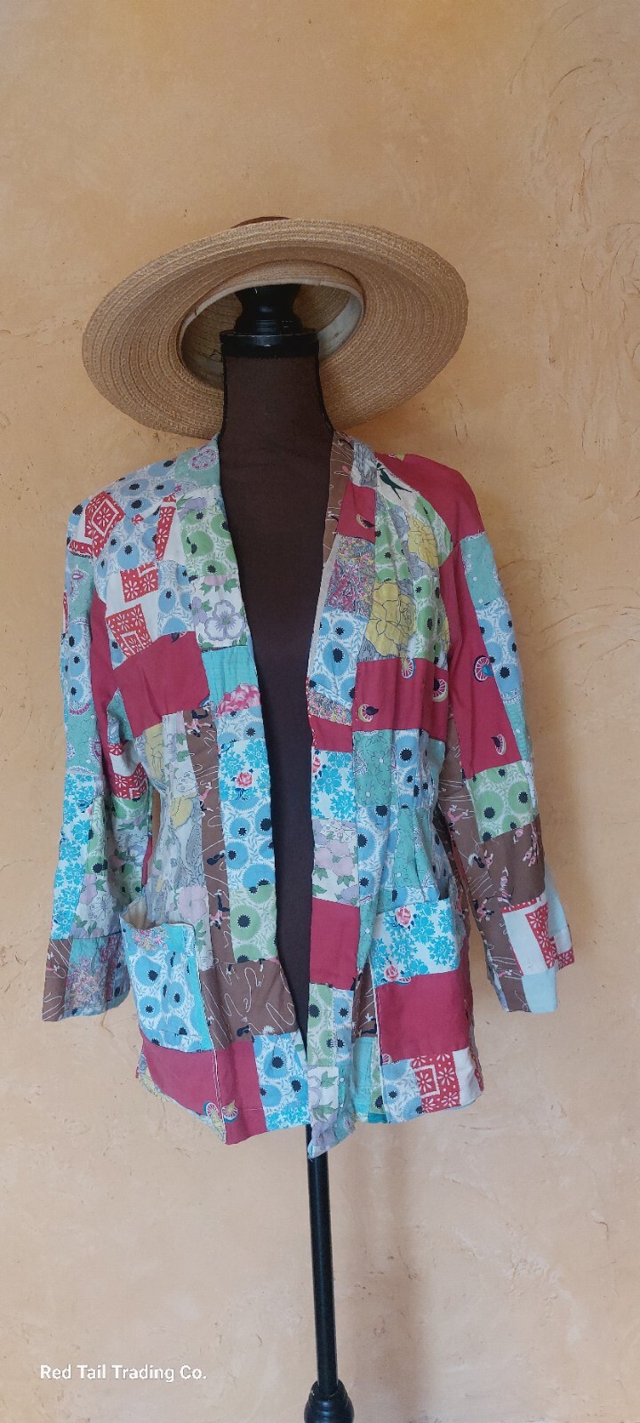 1940s Crazy Quilt Smock Jacket Made From Feedsack Mat… - Gem