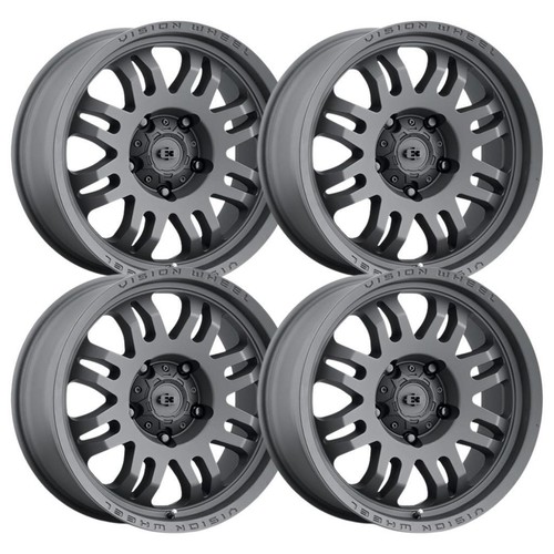 (Set-4) Vision 409 Inferno 20x9 6x4.5 6x114.3 12mm Satin Black Wheels ...