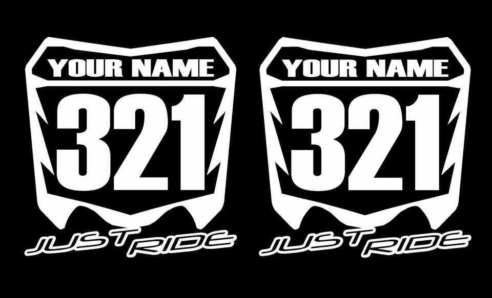 MOTOCROSS NUMBER PLATE DECAL STICKER CUSTOM NAME # MX HONDA CR CRF KX ...