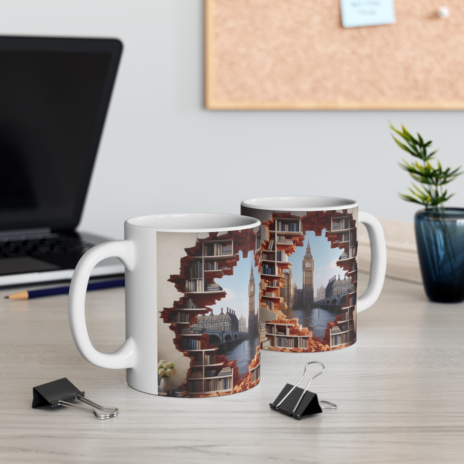 3D Bookshelf Mug Library Mugs London Ceramic Coffee Cup Tea Unique ...