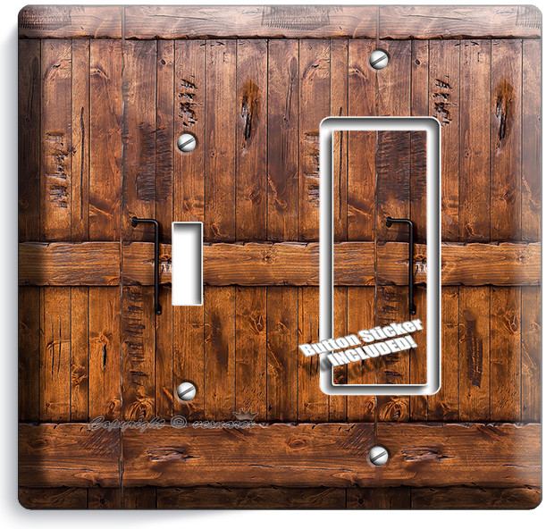 RUSTIC WOOD RANCH BARN DOOR LIGHT SWITCH OUTLET PLATE ROOM CABIN HOUSE ...