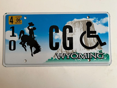 Vanity License Wyoming CG Handicapped Wheelchair Totally Flat Variety ...