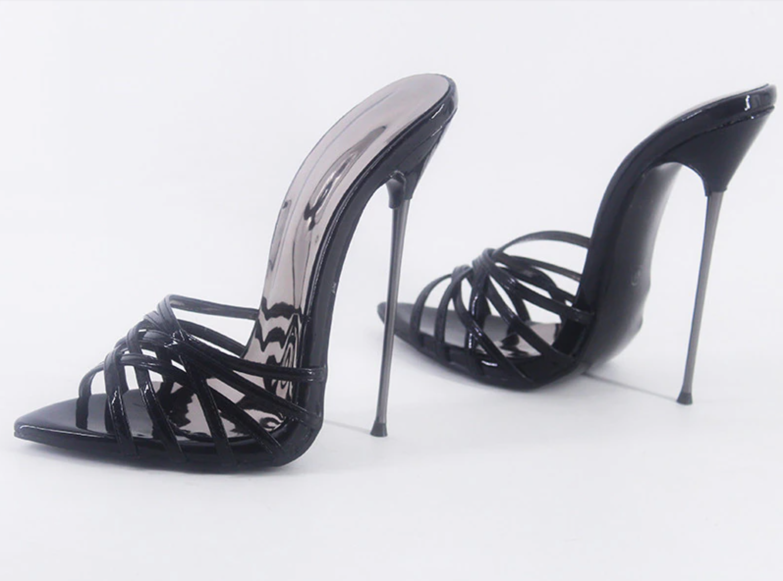 METAL STILETTO HIGH HEEL SANDALS ultra thin spike heel 16cm 6" extreme ...
