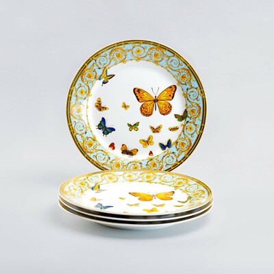 Grace Teaware 8" Butterflies Blue Ornament Fine Porcelain Dessert Plate ...