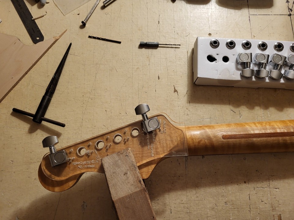 Custom Guitar Headstock Template Tuner Drill Pattern Strat neck HSMST ...
