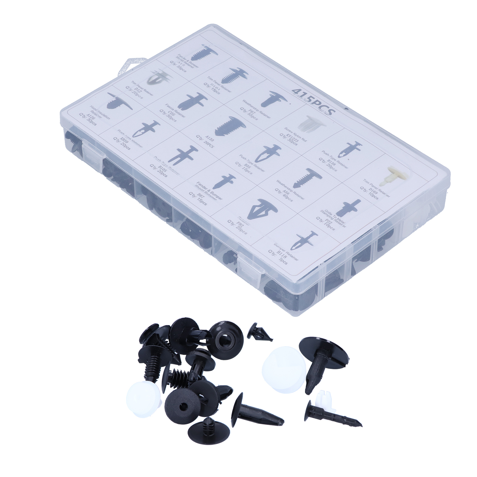 415pcs Car Retainer Clips Auto Plastic Fasteners 18 Kinds Push Pins ...