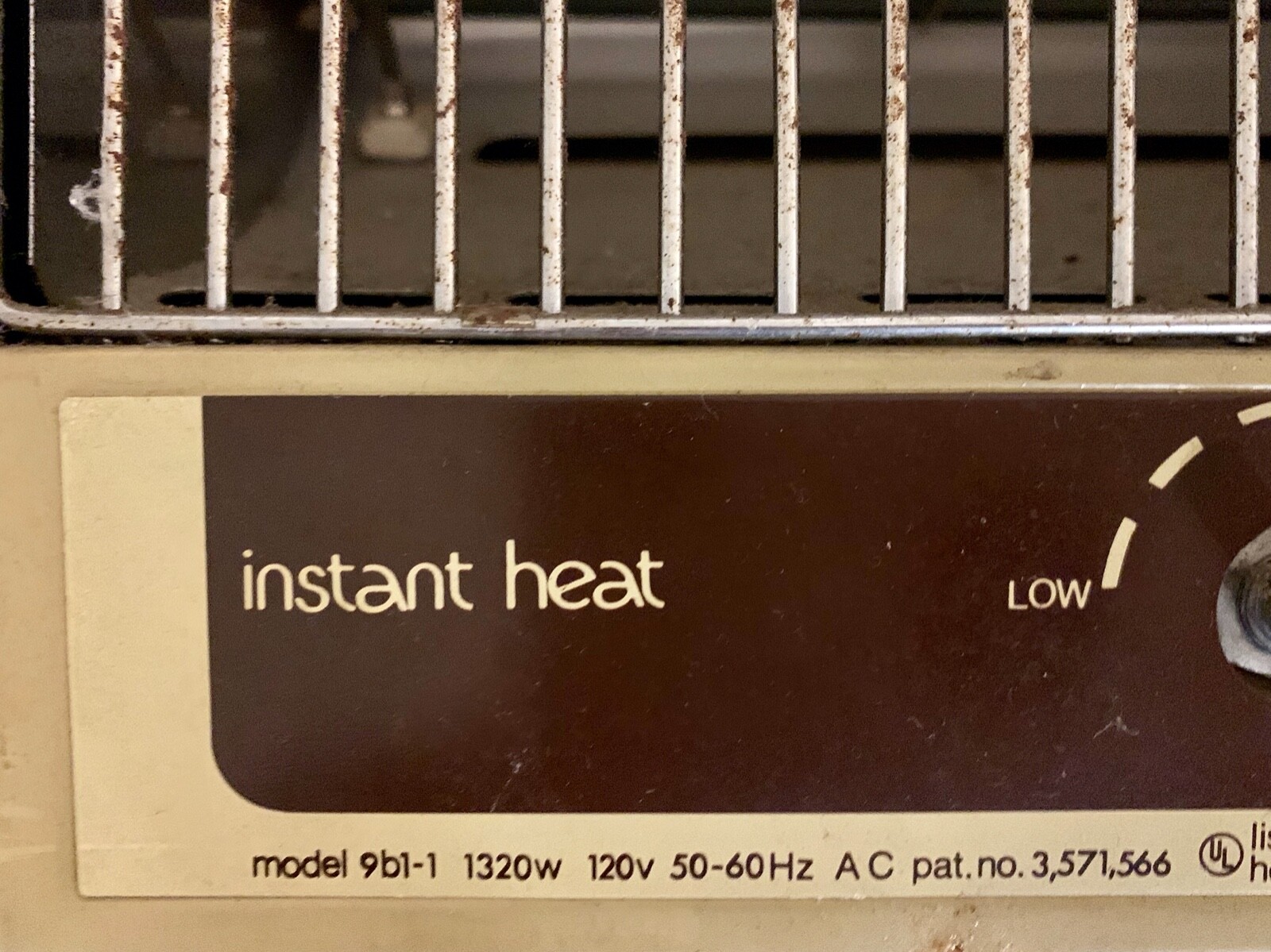 RARE VINTAGE RETRO TOASTMASTER SPACE HEATER 1320W MODEL 9b1-1 12V 50 ...