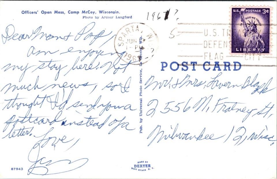 Officers Open Mess Camp McCoy Wisconsin Postcard | eBay